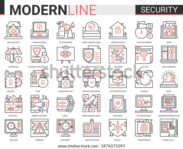 Security Outline Mini Concept Symbols Data Stock Vector (Royalty Free ...