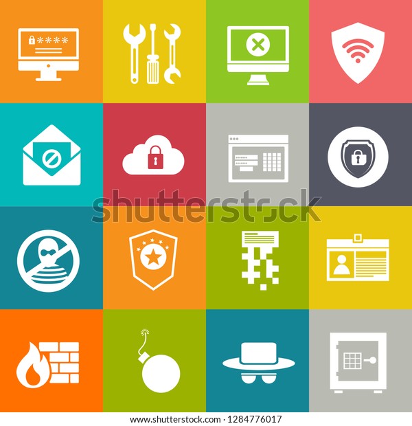 Security Safety Security Icons Set Protection Stock Vector (Royalty ...