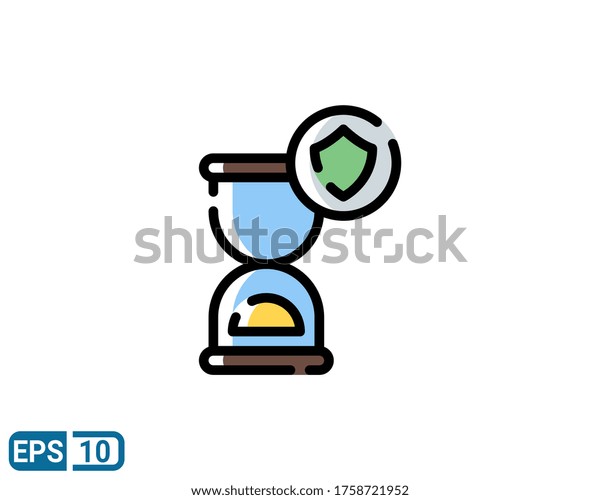 Security Time Shield Icon Filled Line Stock Vector (Royalty Free ...