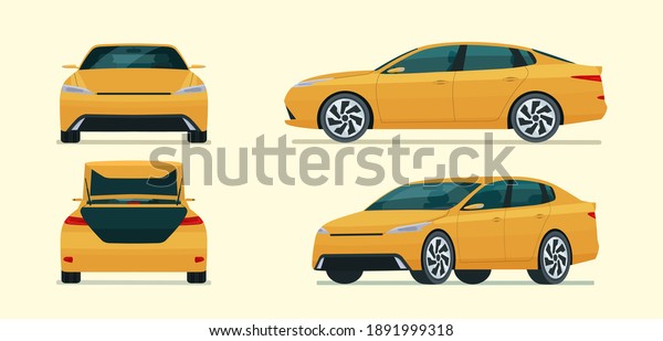 Sedan Car Four Angle Set Car: เวกเตอร์สต็อก (ปลอดค่าลิขสิทธิ์ ...