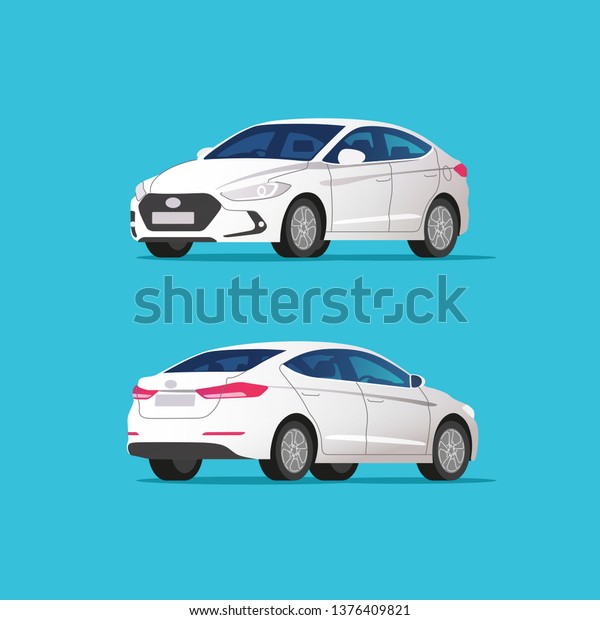 Sedan Car Rear Side View Vector Stock Vector (Royalty Free) 1376409821
