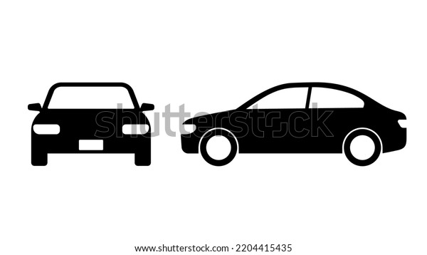 Sedan Car Silhouette Front View Side Stock Vector (Royalty Free ...