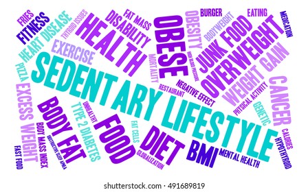 Sedentary Lifestyle Word Cloud On White Stock Vector (Royalty Free ...