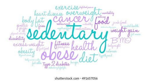 Sedentary Word Cloud On White Background Stock Vector (Royalty Free ...