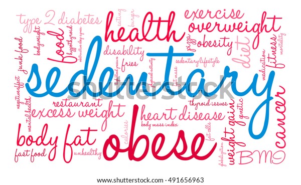 Sedentary Word Cloud On White Background Stock Vector (Royalty Free ...