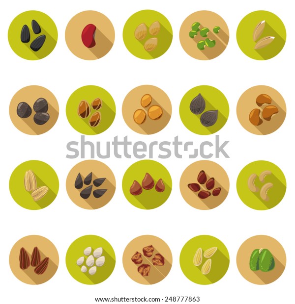 Seed Icons Set Flat Design Long Stock Vector (Royalty Free) 248777863