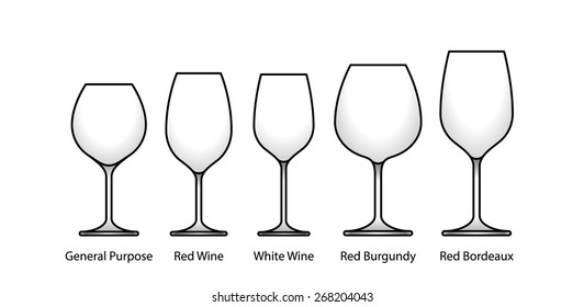 Set Wine Glasses On White Background Stock Vector Royalty Free 184261970 Shutterstock