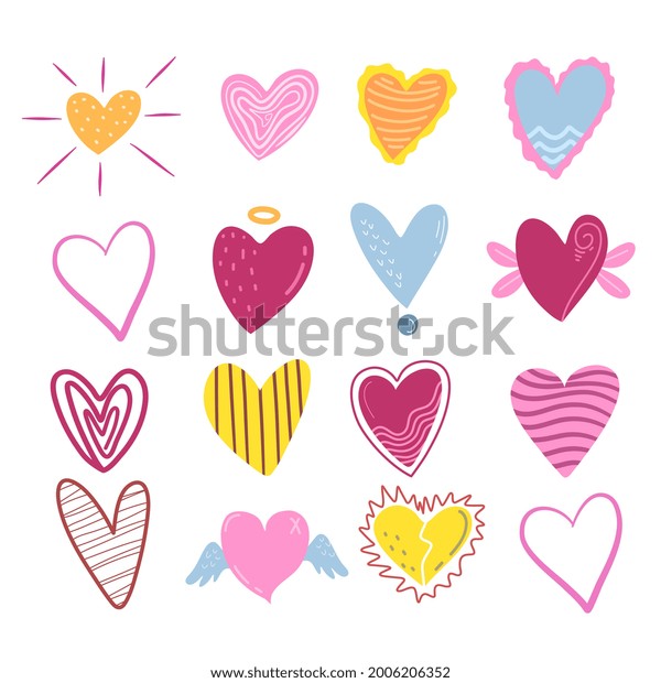 Selection Love Shape Different Type Doodle Stock Vector (Royalty Free ...