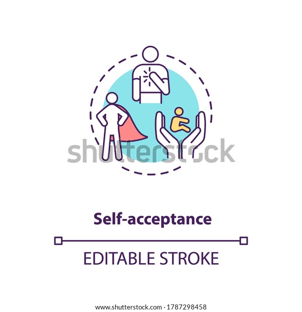 Self Acceptance Concept Icon Confidence Oneself Stock Vector (Royalty ...