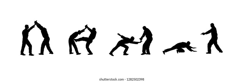 Self Defense Battle Vector Silhouette Man Stock Vector (Royalty Free ...