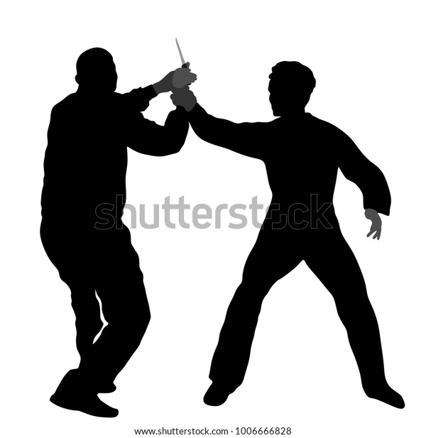 Self Defense Battle Vector Silhouette Man Stock Vector (Royalty Free ...