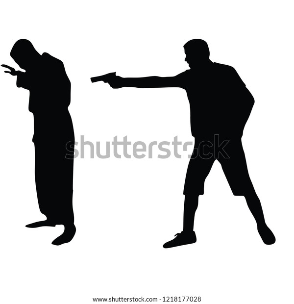 Self Defense Battle Vector Silhouette Illustration Stock Vector ...