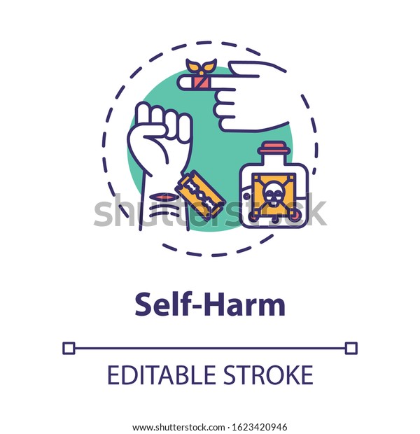 Self Harm Concept Icon Masochism Selfinjury Stock Vector (Royalty Free ...