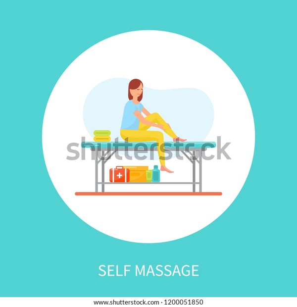 Self Massage Cartoon Vector Emblem Relaxation Stock Vector (Royalty ...