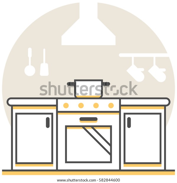 Selfcatered Kitchen Infographic Icon Elements Hostel Stock Vector ...