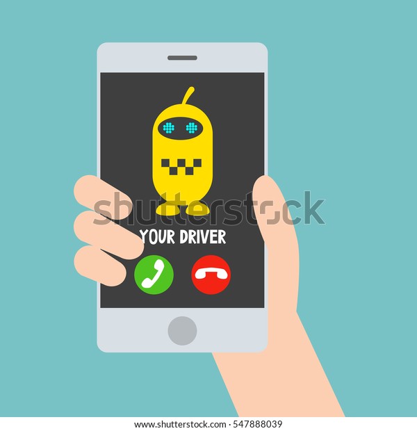 Selfdriving Car Concept Incoming Call Taxi: vector de stock (libre de ...