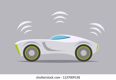 Selfdriving Carcartoon Stylevector Illustrationsmart Technology Action ...