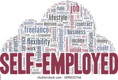 Selfemployed Vector Illustration Word Cloud Isolated Stock Vector ...