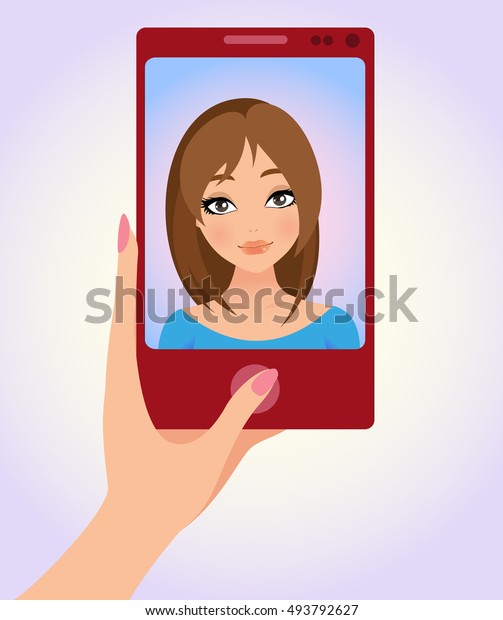 Selfie Concept Vector Cartoon Style Design Stock Vector (Royalty Free ...