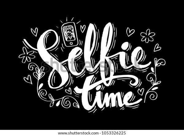 Selfie Hand Lettering Stock Vector (Royalty Free) 1053326225
