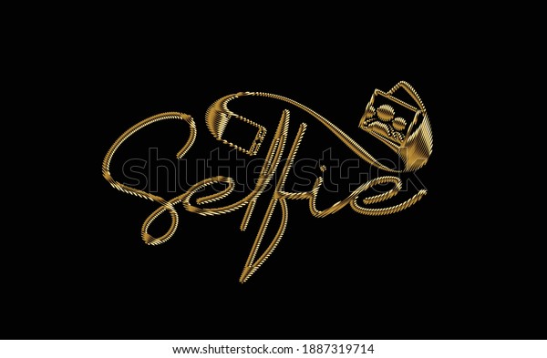 Selfie Point Calligraphic Flat Line Style Stock Vector (Royalty Free ...