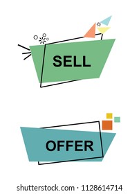 Sell Label Banner Vector Geometric Shape Stock Vector (Royalty Free ...