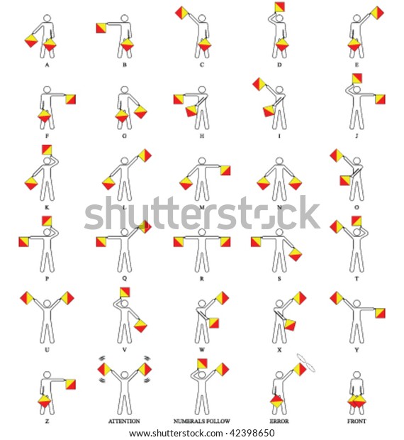 Semaphore Flag Positions Alphabet Each Individually: stockvector ...