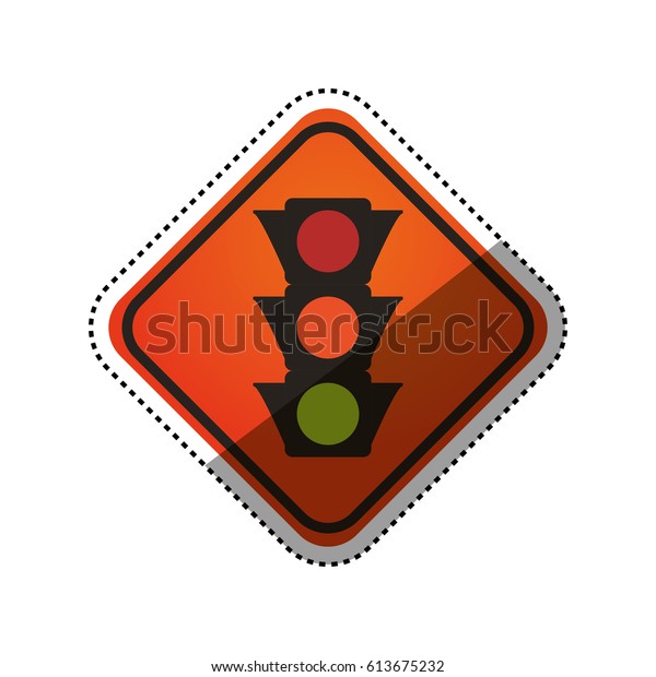 Semaphore Traffic Lights Warning Sign: vector de stock (libre de ...