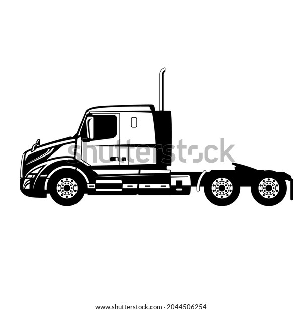 Semi Truck Side View Lining Draw Stock Vector (Royalty Free) 2044506254 ...