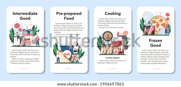 Semiprocessed Goods Production Mobile Application Banner Stock Vector ...