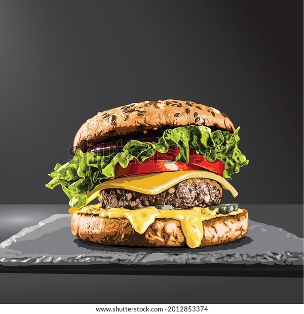 Semirealistic Style Burger Vector Art Stock Vector (Royalty Free ...