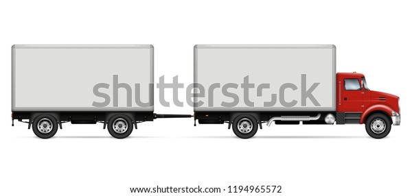 Semi-trailer truck vector template. Isolated lorry with trailer on ...