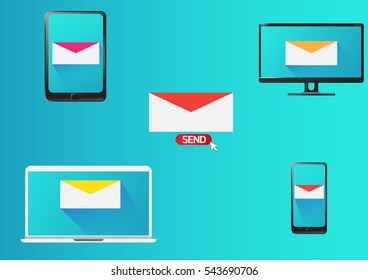 Send Email Tablet Smartphone Notebook Stock Vector (Royalty Free ...