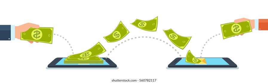 Send Receive Money Using Mobile Phones Stock Vector (Royalty Free ...