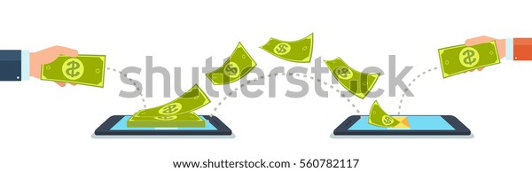 Send Receive Money Using Mobile Phones Stock Vector (Royalty Free ...
