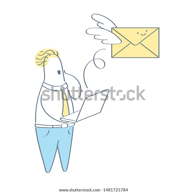 Sending Email Sms Message Information Funny Stock Vector (Royalty Free ...