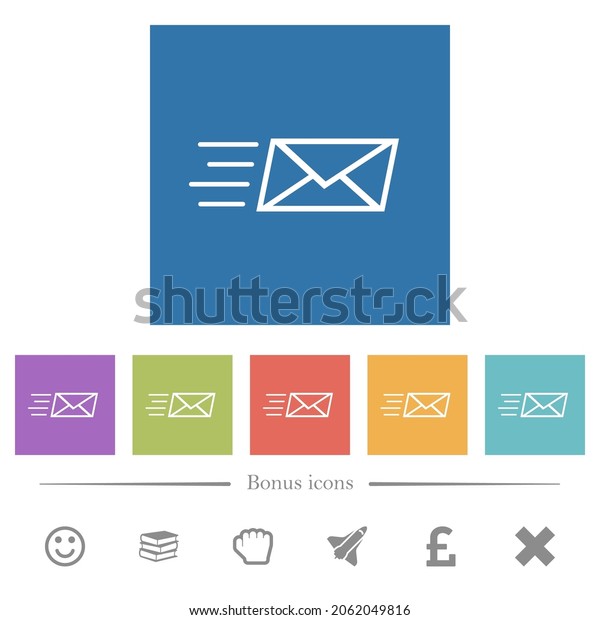Sending Express Mail Outline Flat White Stock Vector (Royalty Free ...