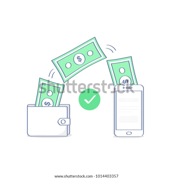 Sending Receiving Money Wireless Wallet Mobile Stock Vector (Royalty ...