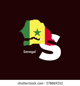 Senegal Initial Letter Country Map Flag Stock Vector (Royalty Free ...