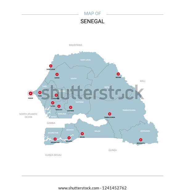 Senegal Vector Map Editable Template Regions Stock Vector (Royalty Free ...