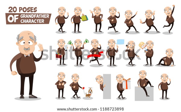 Senior Man Character Animated Set Bald Stock Vector (Royalty Free ...