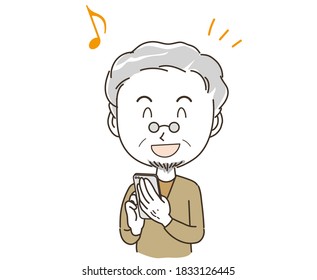 Senior Man Operating Mobile Phone Happy Stock Vector (Royalty Free ...