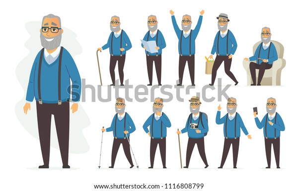 Senior Man Vector Cartoon People Character Stock Vector (Royalty Free ...