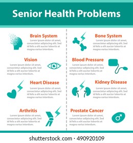 Senior Problems Infographic Monochrome Style Stock Vector (Royalty Free ...