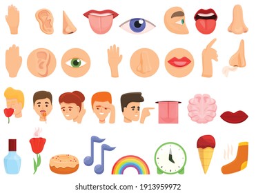 Senses Icons Set Cartoon Set Senses Stock Vector (Royalty Free ...