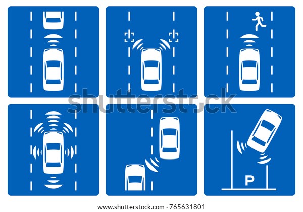 Sensing System Vehicle Icon Set Autonomous Stock Vector (Royalty Free ...