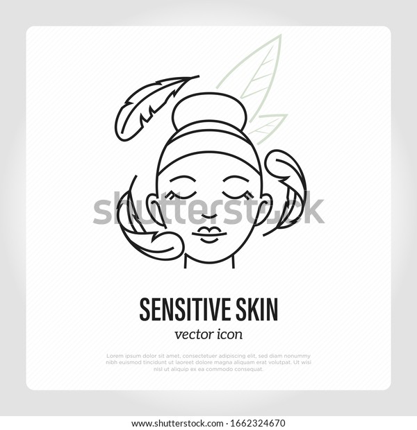 Sensitive Skin Symbol Thin Line Icon Stock Vector (Royalty Free ...