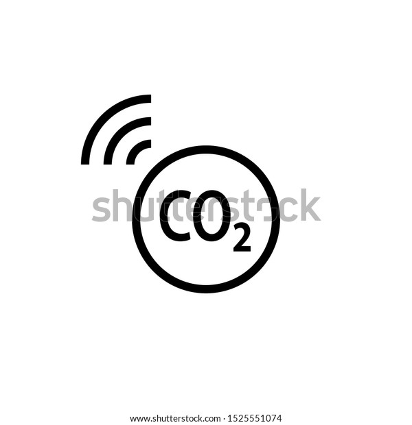 센서 CO2 개요 아이콘 흰색 배경에 스톡 벡터(로열티 프리) 1525551074