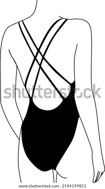Sensual Linear Minimalistic Female Figure Black Stock Vector Royalty
