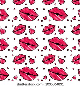 Sensuality Lips Hearts Pattern Background Stock Vector (Royalty Free ...